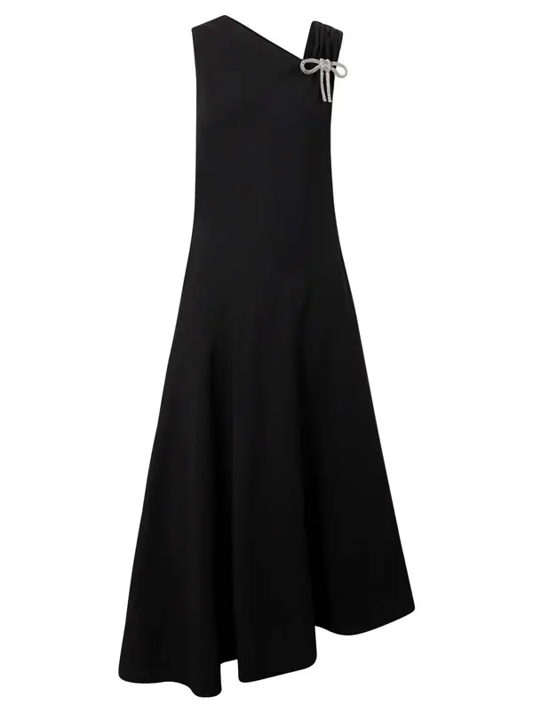 JIL SANDER Asymmetric Bow-embellished Midi Dress - Black
