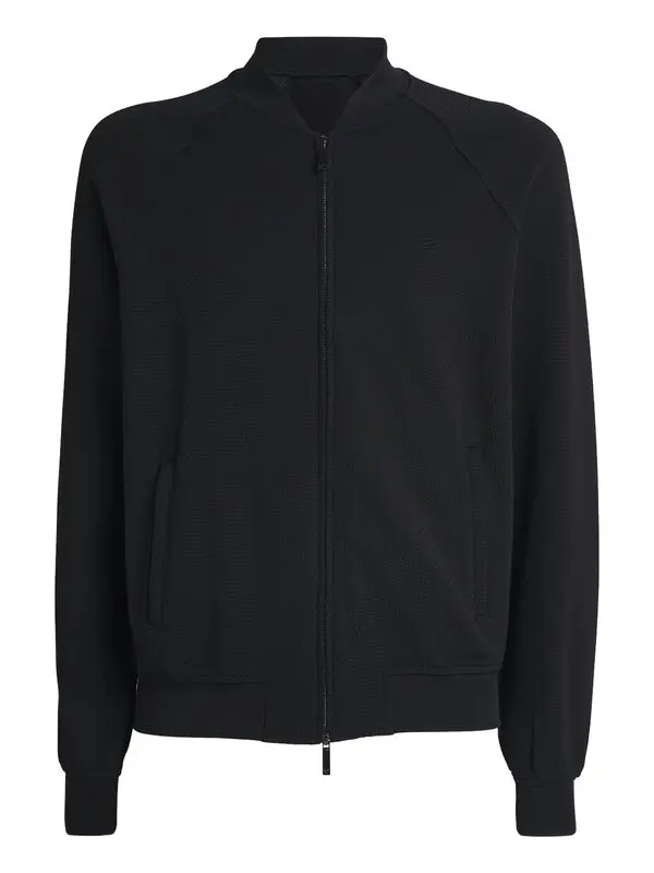 Emporio Armani Logo Knitted Bomber Jacket - Black