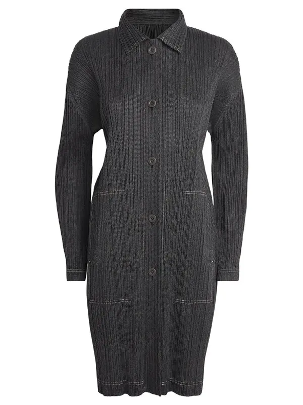 Issey Miyake Cotton Denim Midi Shirt Dress - Black