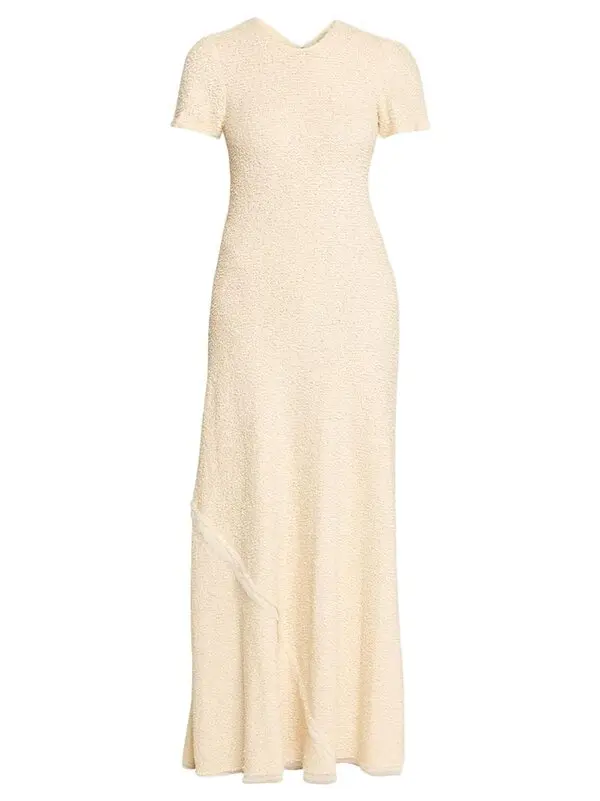 HEIRLOME Julia Boucle Bias Short-sleeve Maxi Dress - Cream