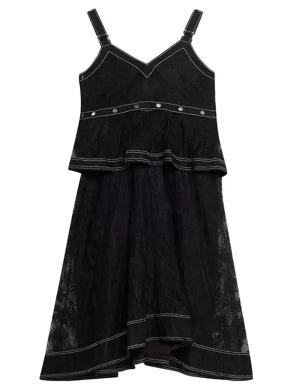 3.1 Phillip Lim Sleeveless Layered Lace Midi Dress - Black