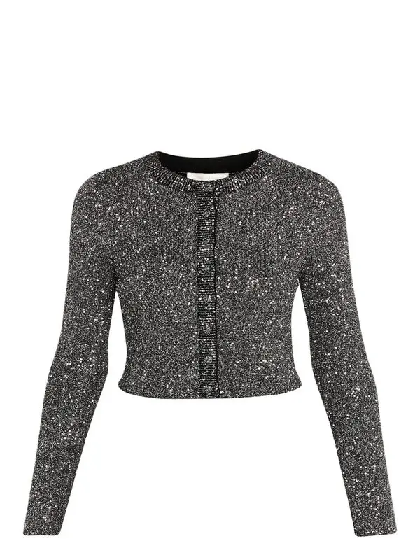 LoveShackFancy Ferra Sequined Knit Cardigan - Black