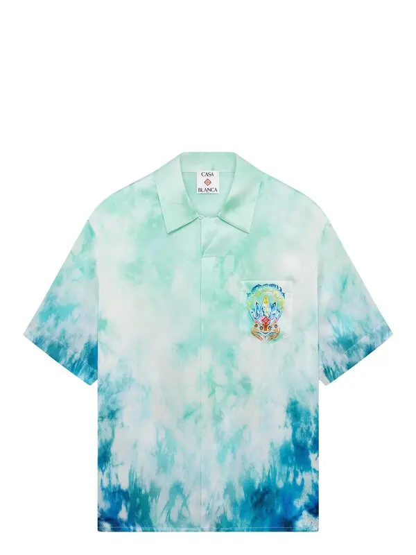 Casablanca Surf Lotus Short Sleeve Silk Shirt - Multicolor