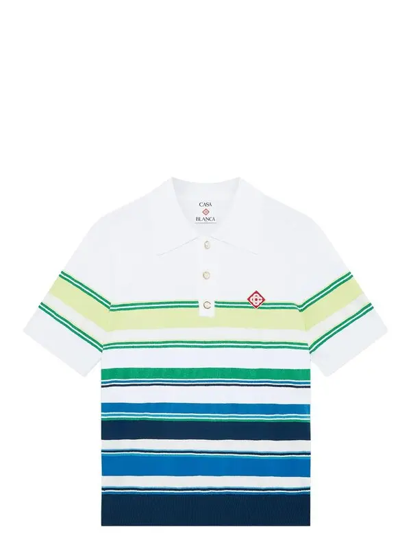 Casablanca Gradient Stripe Short Sleeve Polo Shirt - Multicolor
