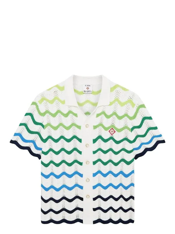 Casablanca Wave Short Sleeve Knitted Shirt - Multicolor