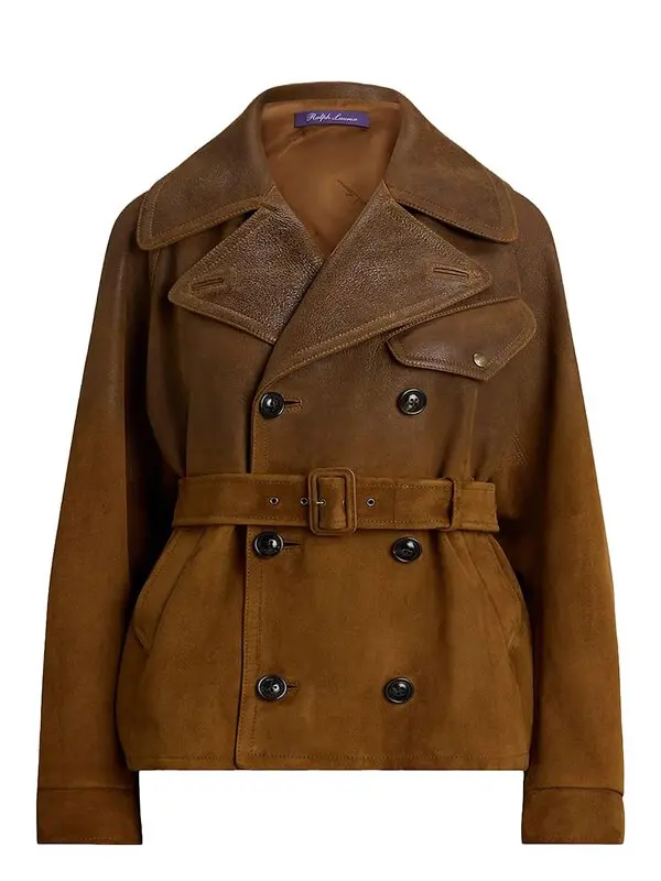 Ralph Lauren Eldridge Degrade Suede Leather Moto Jacket - Distressed