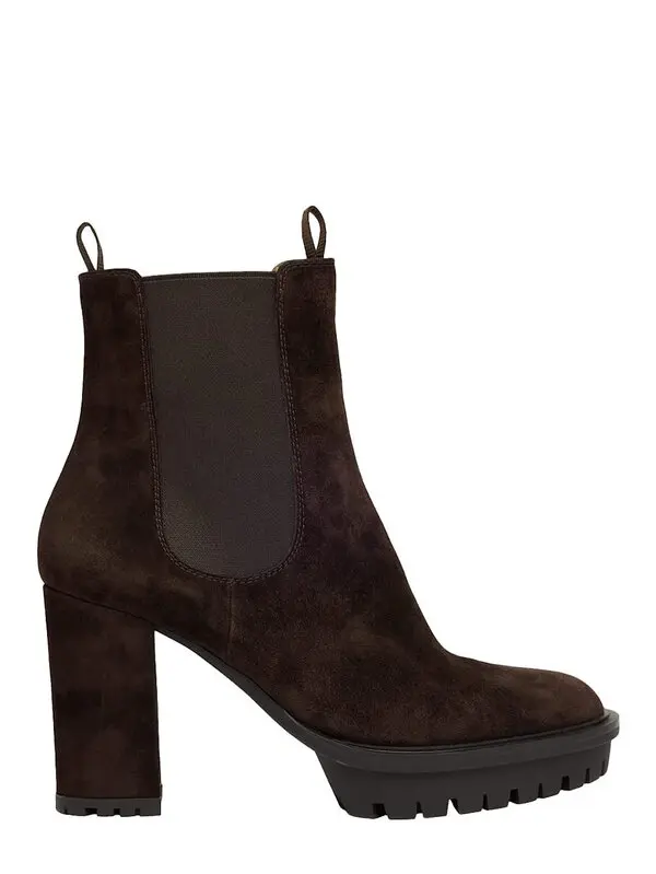 GIANVITO ROSSI Suede Lug-sole Booties - Moka