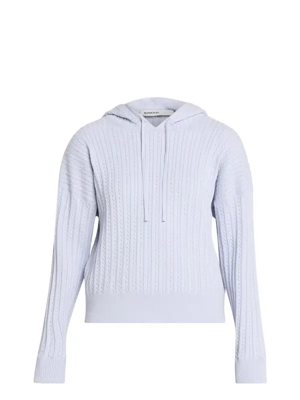 Simkhai Cashmere-blend Cable-knit Hoodie - Blue Haze