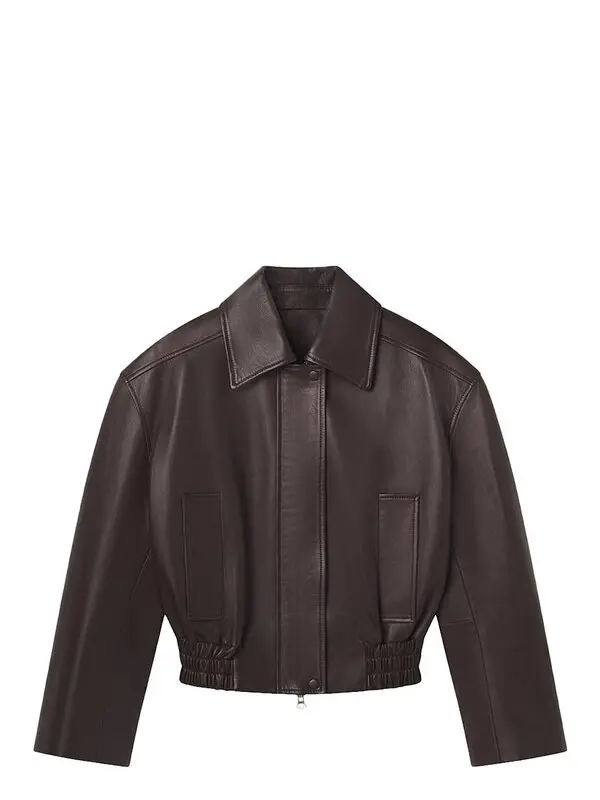 A.L.C. Otto Leather Bomber Jacket - Bordeaux