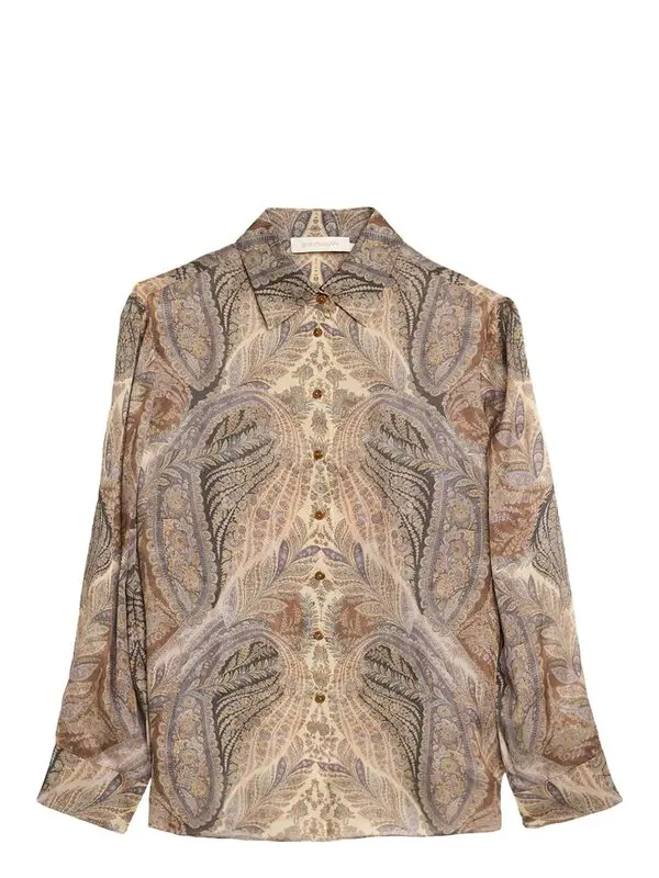 Zimmermann Hypnotic Printed Silk Shirt - Denim Paisley