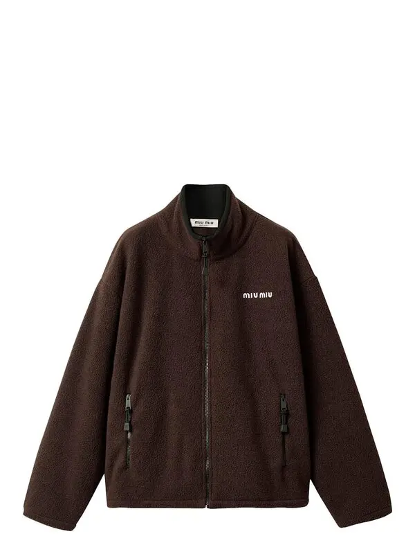 Miu Miu Fleece Zip-up Jacket - Ebano