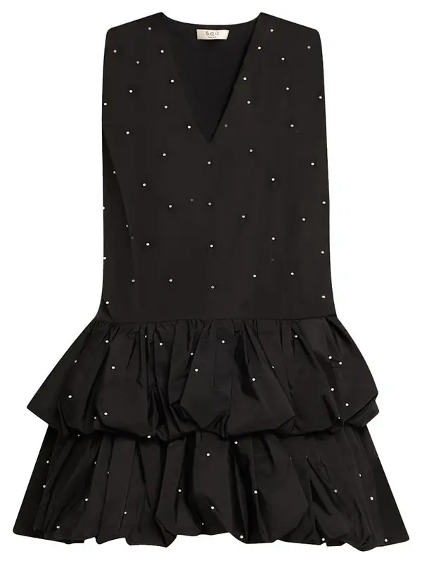 Sea Alberta Embellished Bubble-hem Mini Dress - Black