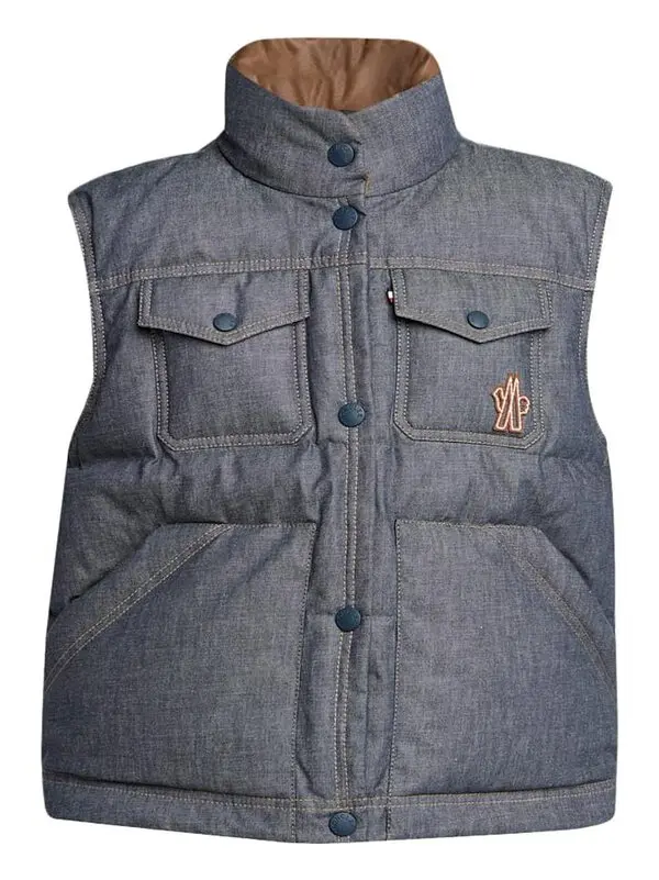 Moncler Knysna Denim Down Vest - Dark Grey