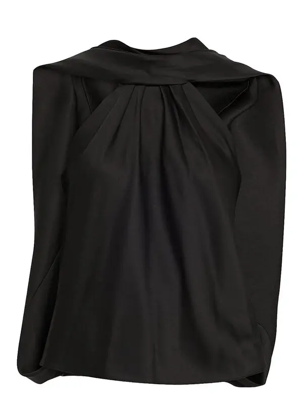 Simkhai Scarlett Satin Cape Top - Black