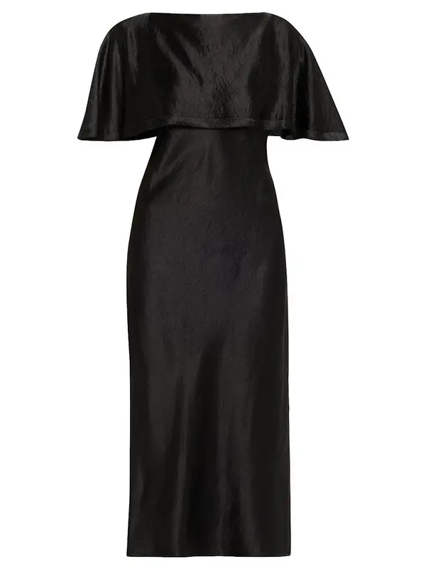 JASON WU Washed Twill Cape-sleeve Midi Dress - Black