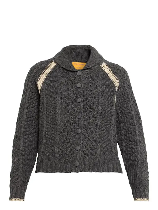 Guest In Residence Wool Cashmere Cable Cardigan - Charcoal