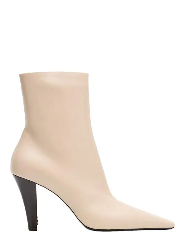 Saint Laurent Jill Leather Booties - Beige