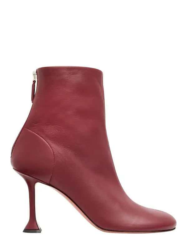 Amina Muaddi 95mm Iris Leather Booties - Wine