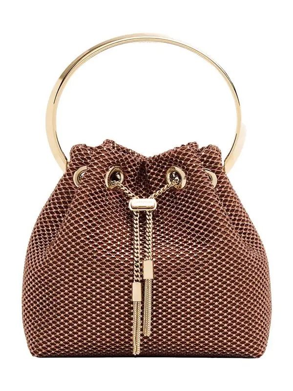 JIMMY CHOO Bon Bon Crystal Mesh Top-handle Bag - Bronze