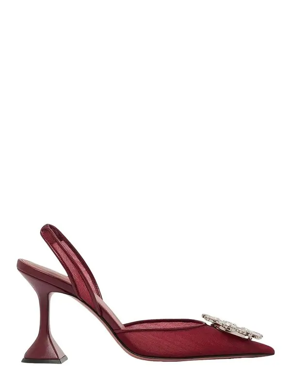 Amina Muaddi 95mm Begum Mesh Slingback Pumps - Red