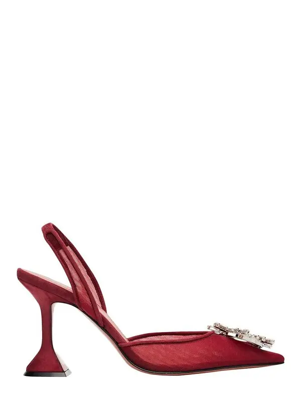 Amina Muaddi 95mm Begum Mesh Slingback Pumps - Ruby