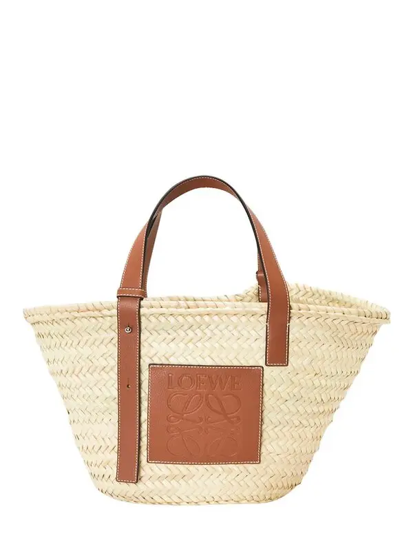 Loewe Basket Medium Woven Raffia Tote Bag - Natural