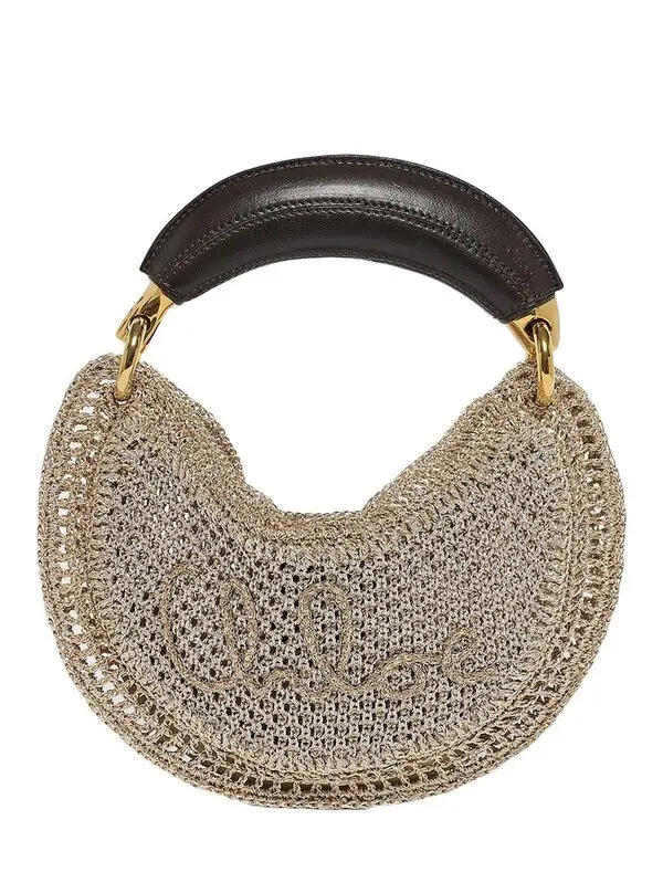 Chloé Mini Hobo Bag In Metallic Crochet - Silver