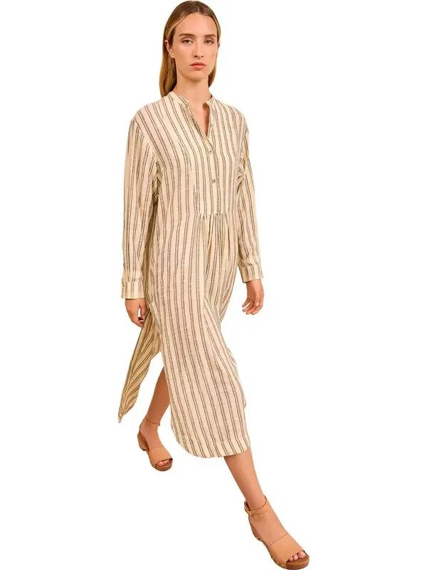 Ulla Johnson Striped Cotton Coverup Shirtdress - Cowrie Stripe