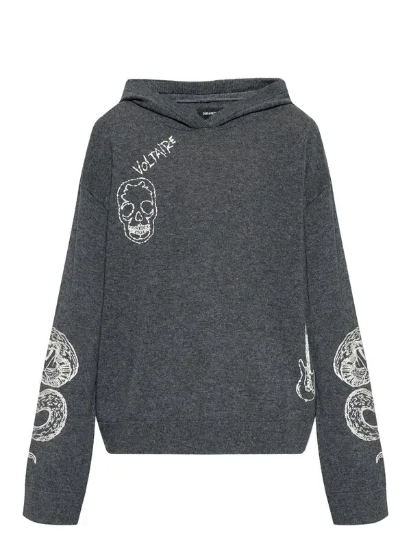 Zadig&Voltaire Malay Embroidered Wool-cashmere Sweater - Grey