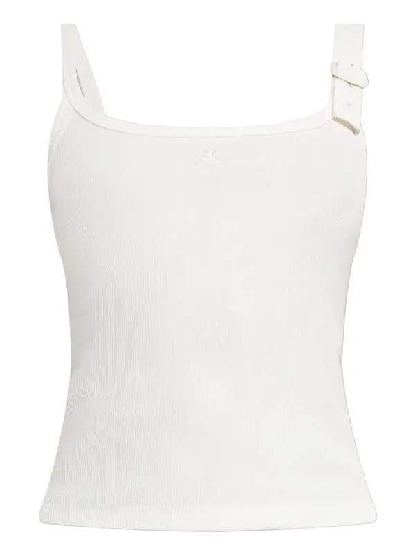 COURREGES Ribbed Sleeveless Top - White