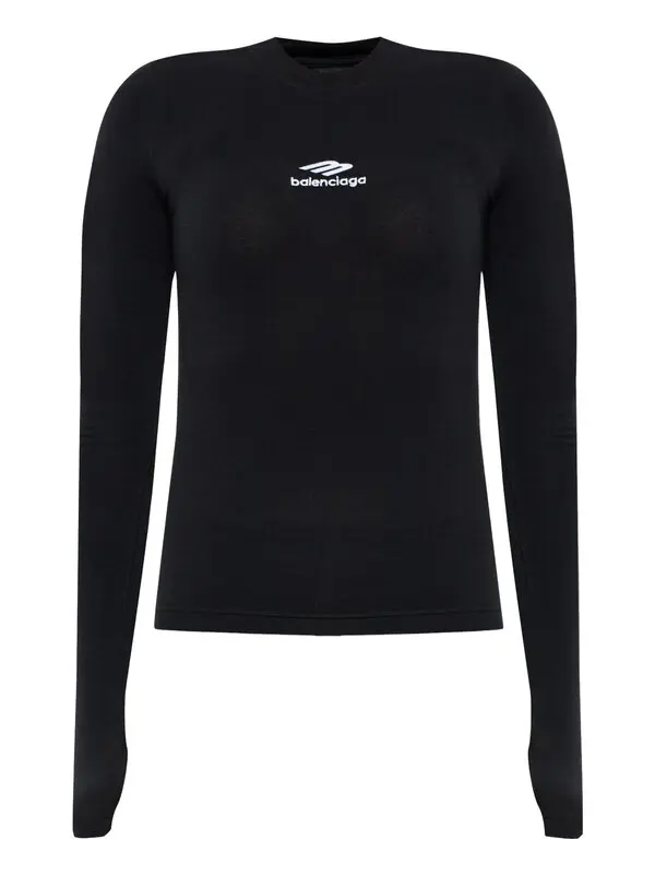Balenciaga Long-sleeve Fitted Knit Top - Black