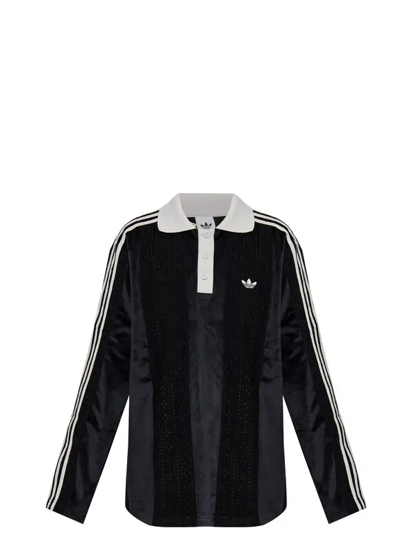 ADIDAS ORIGINALS Polo Shirt In Combined Materials - Black