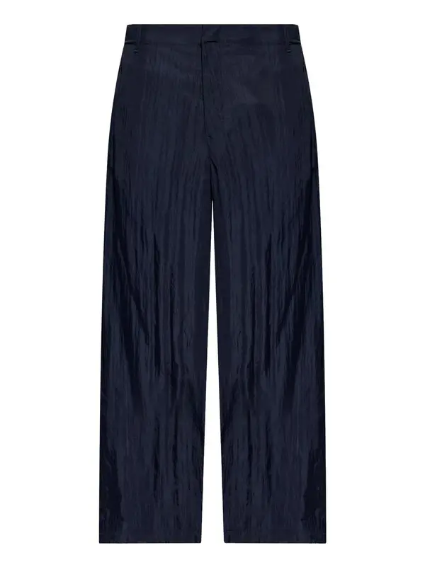 Giorgio Armani Crinkled Wide Leg Trousers - Navy Blue