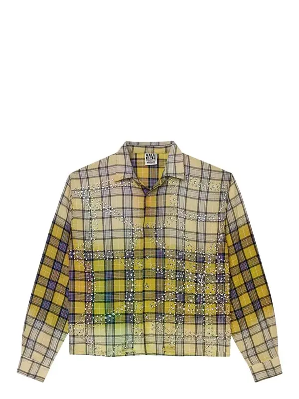 VALE Lemonhead Flannel Rhinestone-embellished Shirt - Yellow