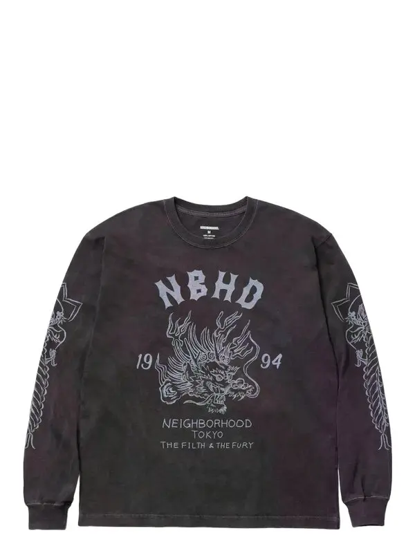 NEIGHBORHOOD Dragon-graphic Long-sleeved T-shirt - Grey