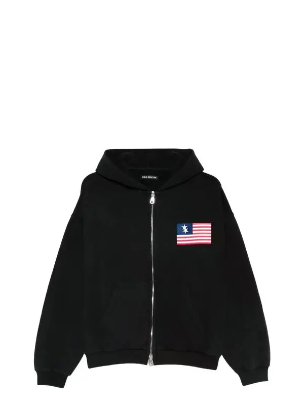 COLE BUXTON Flag-appliqué Zip-up Hoodie - Black