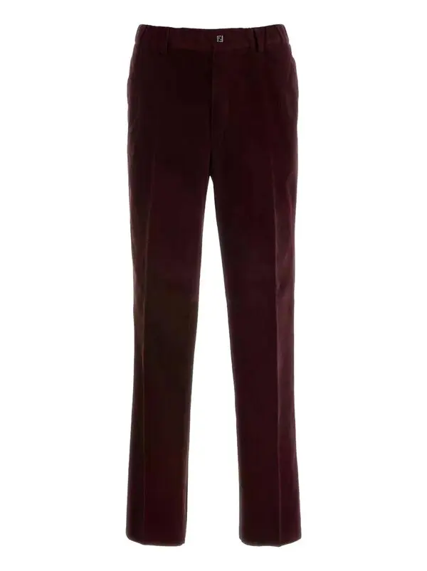 Fendi Logo Detail Cotton Trousers - Red