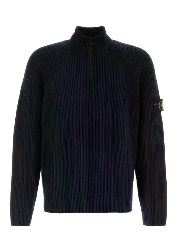 Stone Island Half-zip Ribbed Sweater - Blue