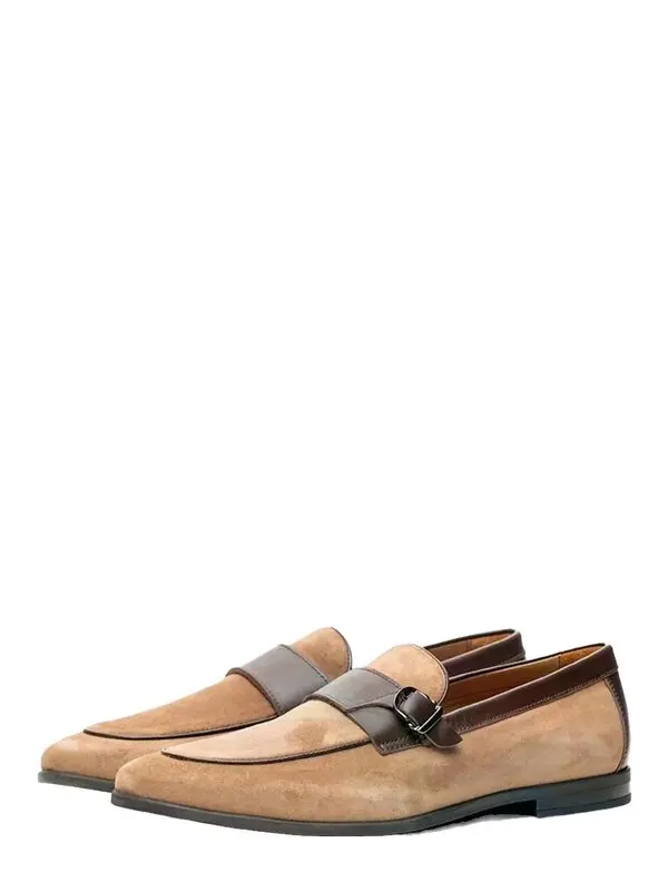POCHE PARIS Buckle Strap Loafers - Brown