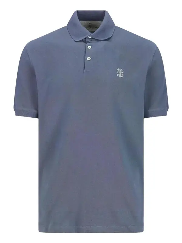 Brunello Cucinelli Embroidered-logo Polo Shirt - Blue