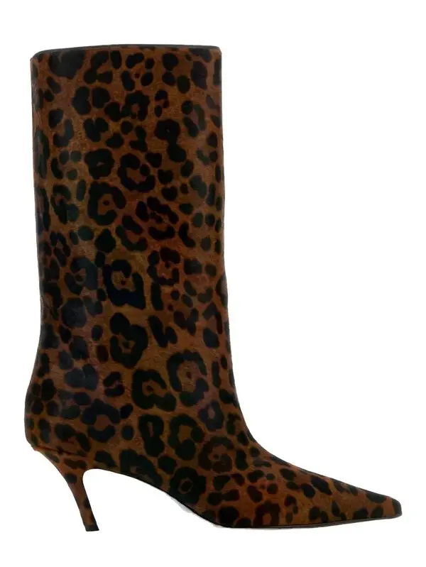 Amina Muaddi 60mm Fiona Animal-print Boots - Brown