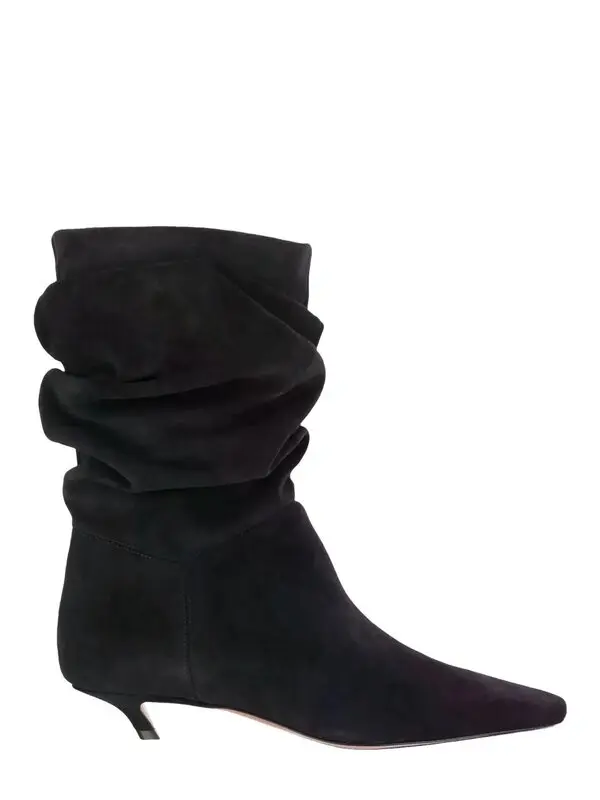 Amina Muaddi Jamie Ruched Ankle Boots - Black