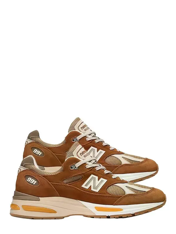 NEW BALANCE 991v2 Panelled Low-top Sneakers - Brown