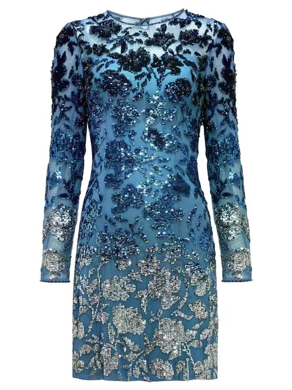 Jenny Packham Jazz Sequin-embellished Mini Dress - Blue