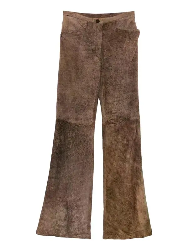 ROMEO GIGLI 1990s Suede Trousers - Brown