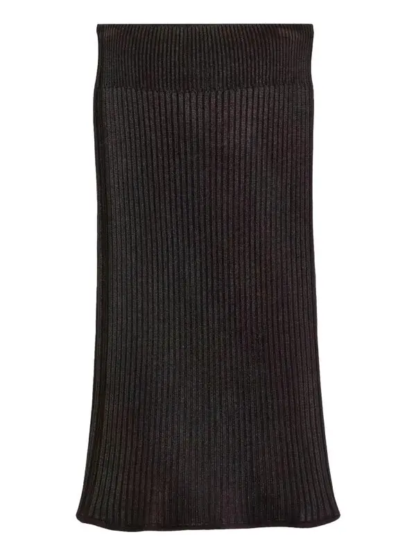 Gianfranco Ferre 1990s Ribbed Knit Skirt - Brown