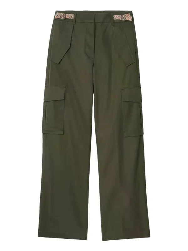 Burberry Check-trim Cargo Trousers - Green