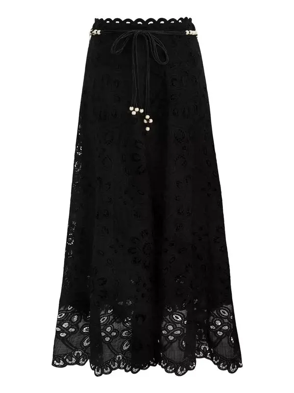 Zimmermann Embroidered Draping Skirt - Black