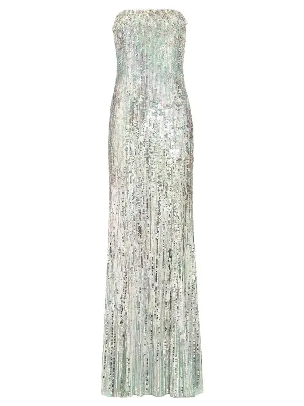 Jenny Packham Honesty Sequin-embellished Maxi Dress - Silver
