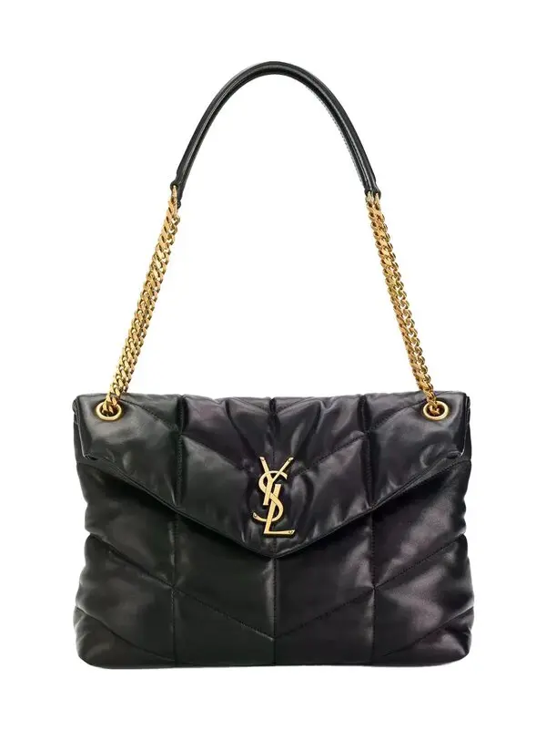 Saint Laurent Loulou Chevron-pattern Shoulder Bag - Black